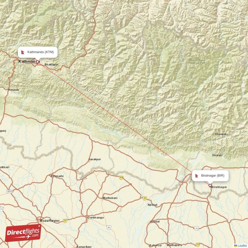 Direct flights from Biratnagar - 1 destinations - BIR, Nepal ...