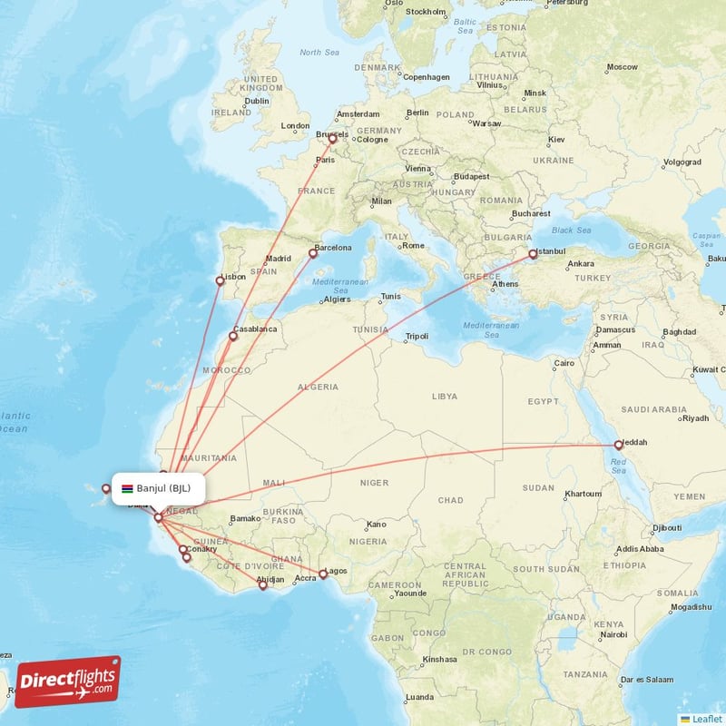 Direct flights to Banjul - BJL, Gambia - Directflights.com