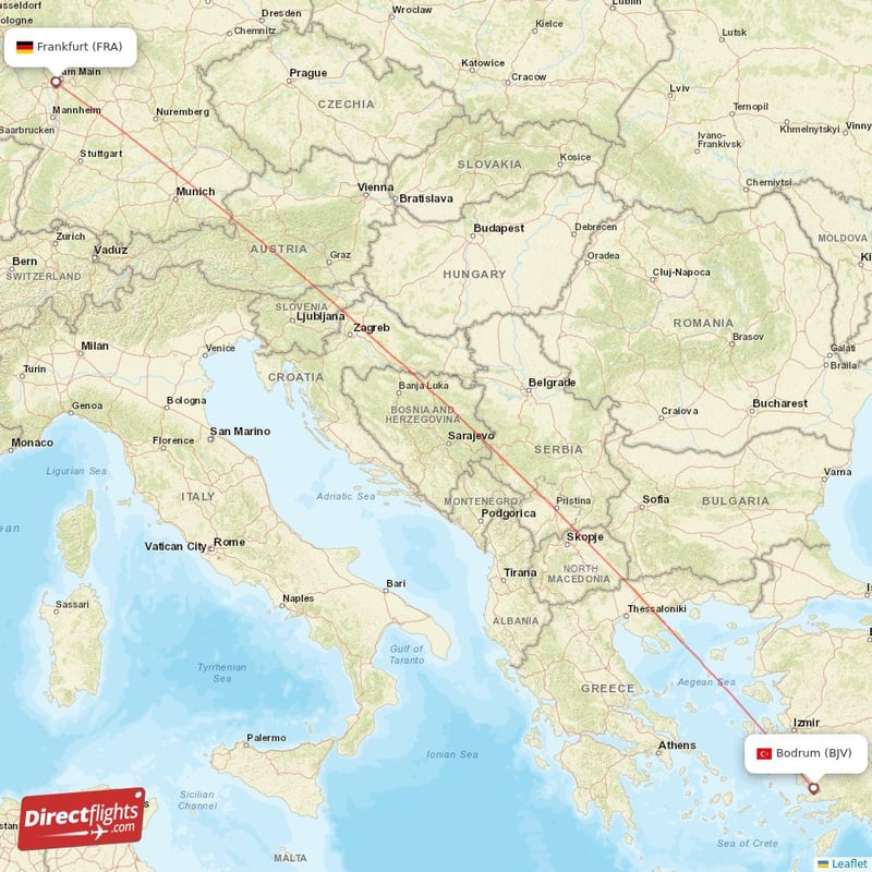 Direct flights from Bodrum to Frankfurt, BJV to FRA non-stop - Directflights.com