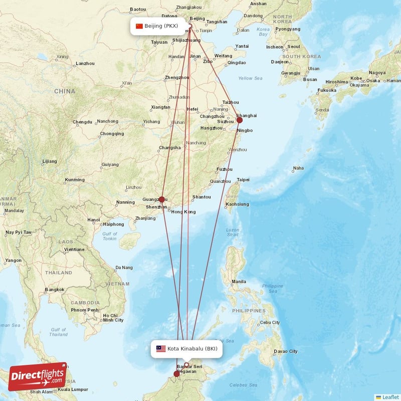 Direct flights from Kota Kinabalu to Beijing, BKI to PKX non-stop ...