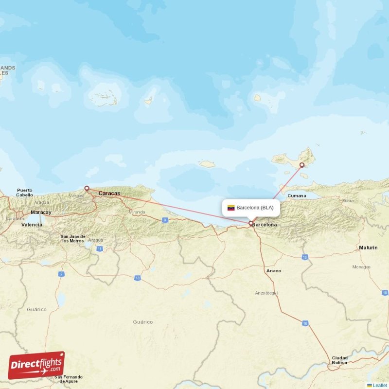 Direct flights to Barcelona - BLA, Venezuela - Directflights.com