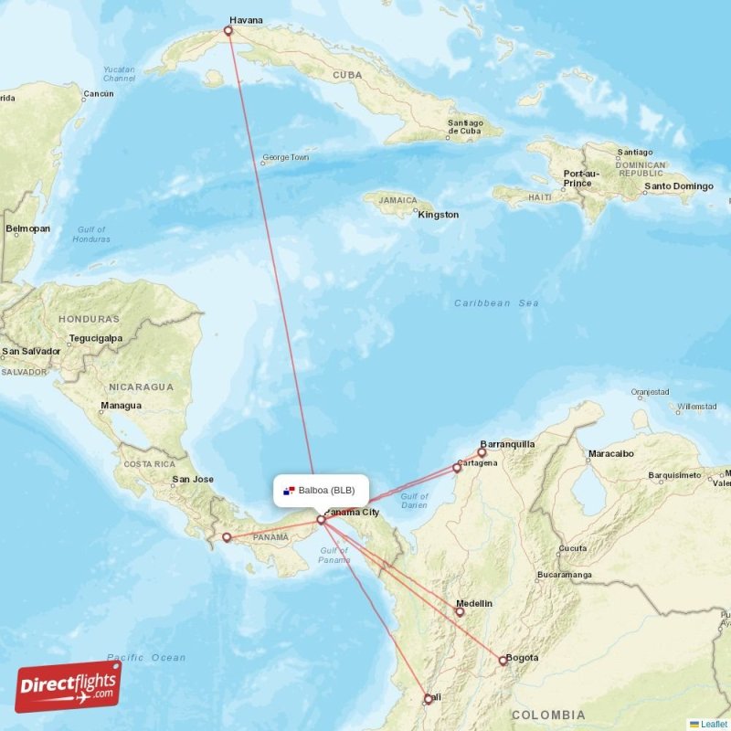 Direct flights from Balboa - 6 destinations - BLB, Panama ...