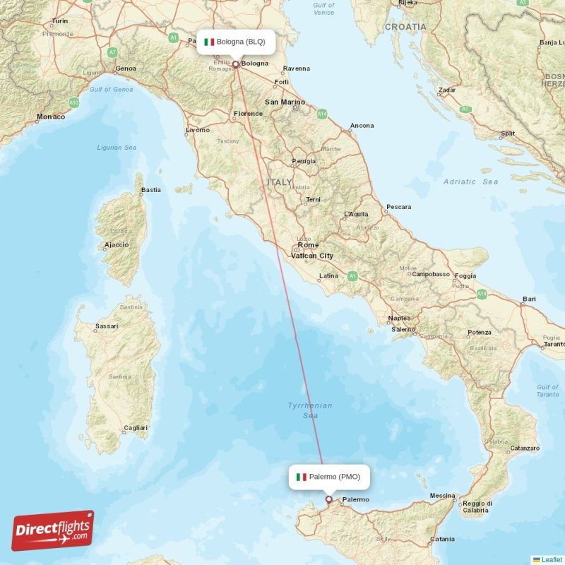 Direct flights from Bologna to Palermo, BLQ to PMO non-stop - Directflights.com