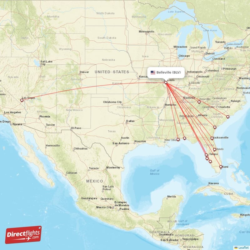 Direct flights from Belleville - 11 destinations - BLV, USA ...