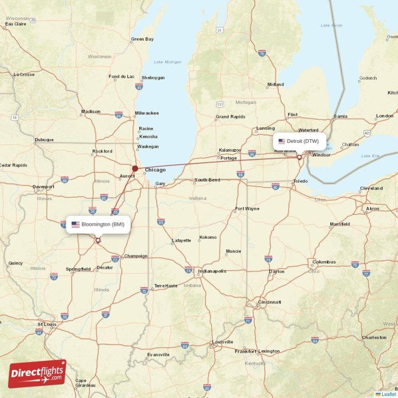 Direct flights from Bloomington to Detroit, BMI to DTW non-stop ...