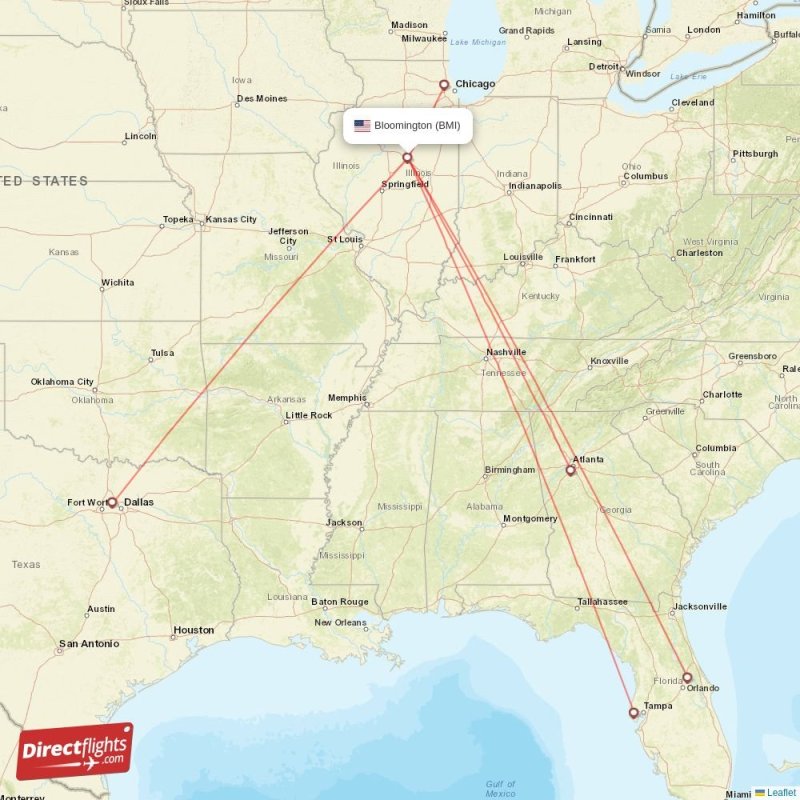 Direct flights from Bloomington - 5 destinations - BMI, USA ...