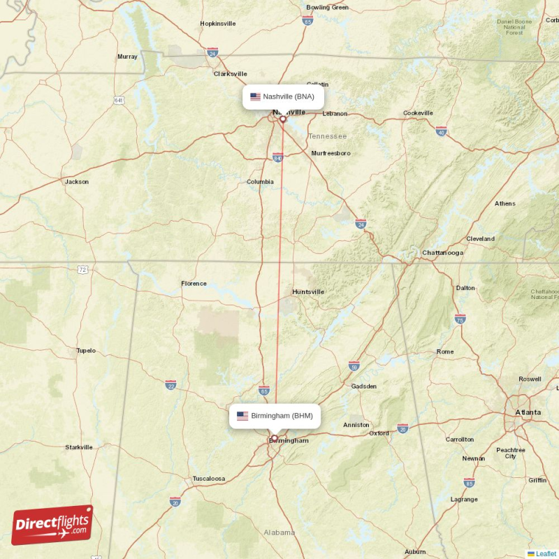 Direct flights from Nashville to Birmingham (BNA-BHM) - Directflights.com