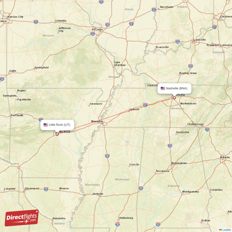 Direct flights from Nashville to Little Rock (BNA-LIT) - Directflights.com