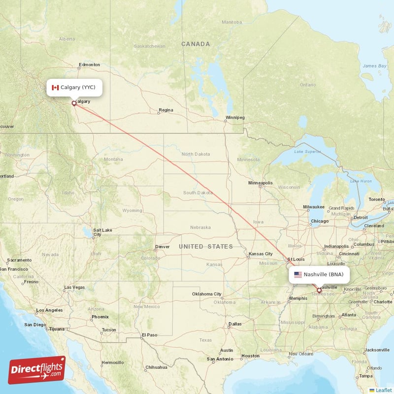 Direct flights from Nashville to Calgary, BNA to YYC non-stop - Directflights.com