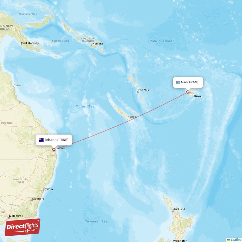 Direct flights from Brisbane to Nadi, BNE to NAN non-stop - Directflights.com