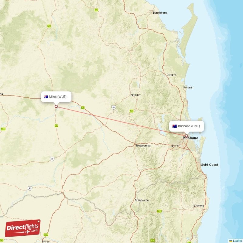 Direct flights from Brisbane to Miles (BNE-WLE) - Directflights.com