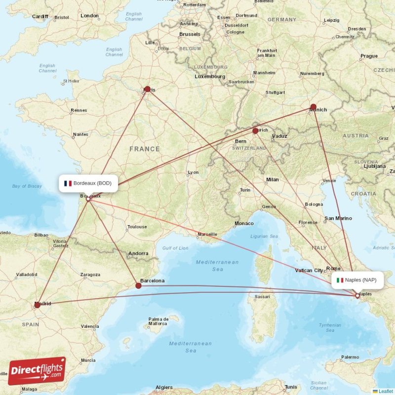 Direct flights from Bordeaux to Naples, BOD to NAP non-stop ...