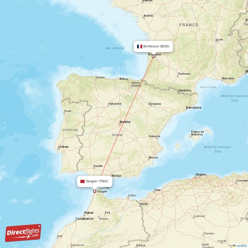 Direct flights from Bordeaux to Tangier, BOD to TNG non-stop ...