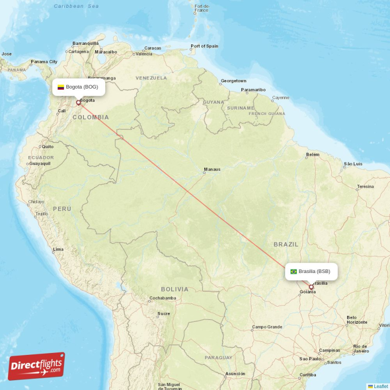 Direct flights from Bogota to Brasilia, BOG to BSB non-stop ...