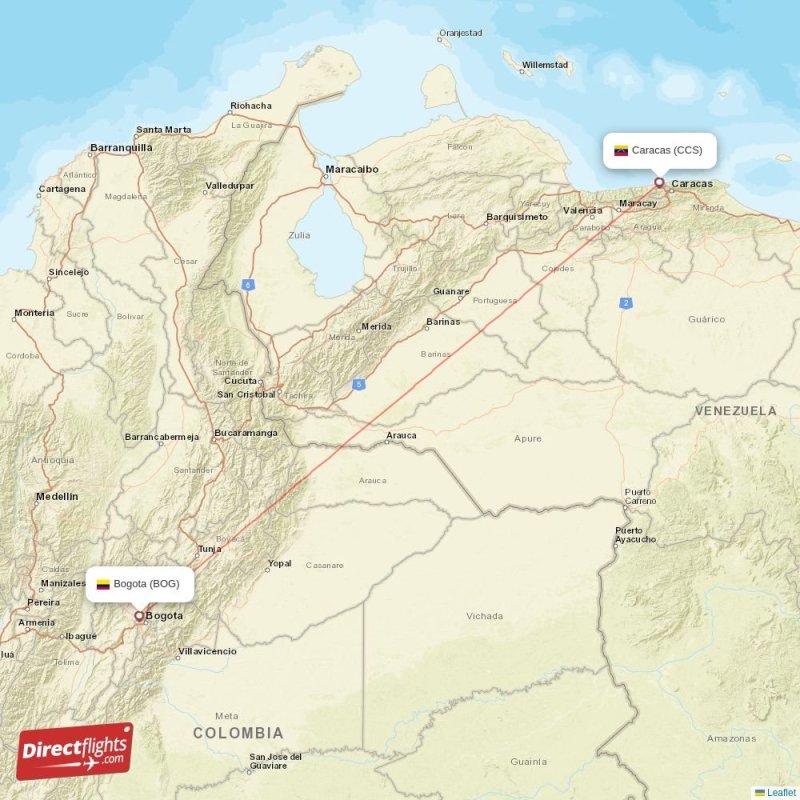 Direct flights from Bogota to Caracas, BOG to CCS non-stop ...