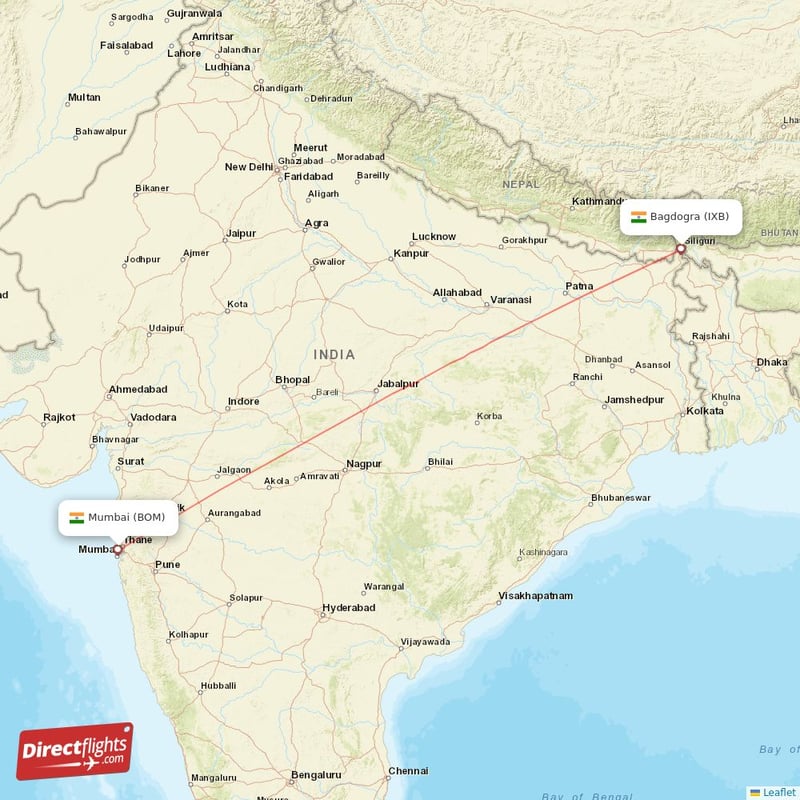 Direct flights from Mumbai to Bagdogra, BOM to IXB non-stop ...