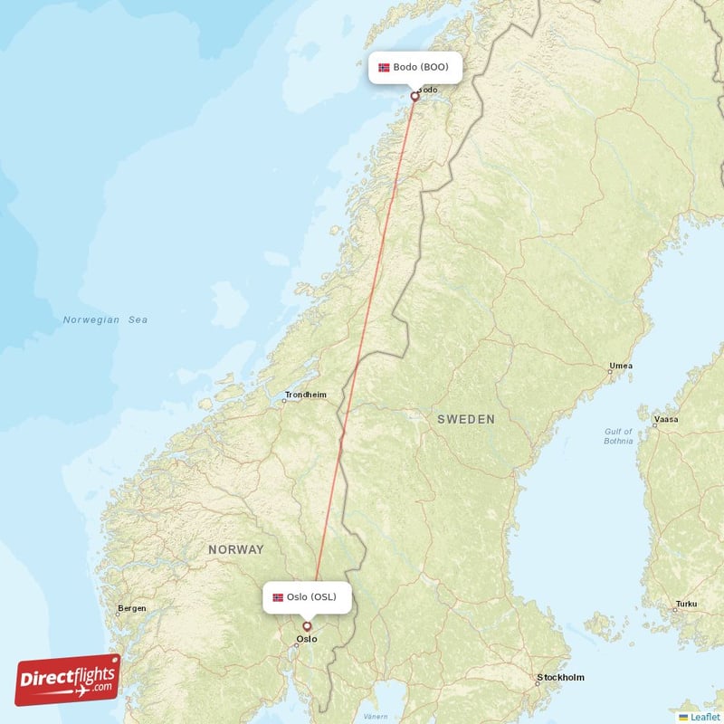 Direct flights from Bodo to Oslo, BOO to OSL non-stop - Directflights.com