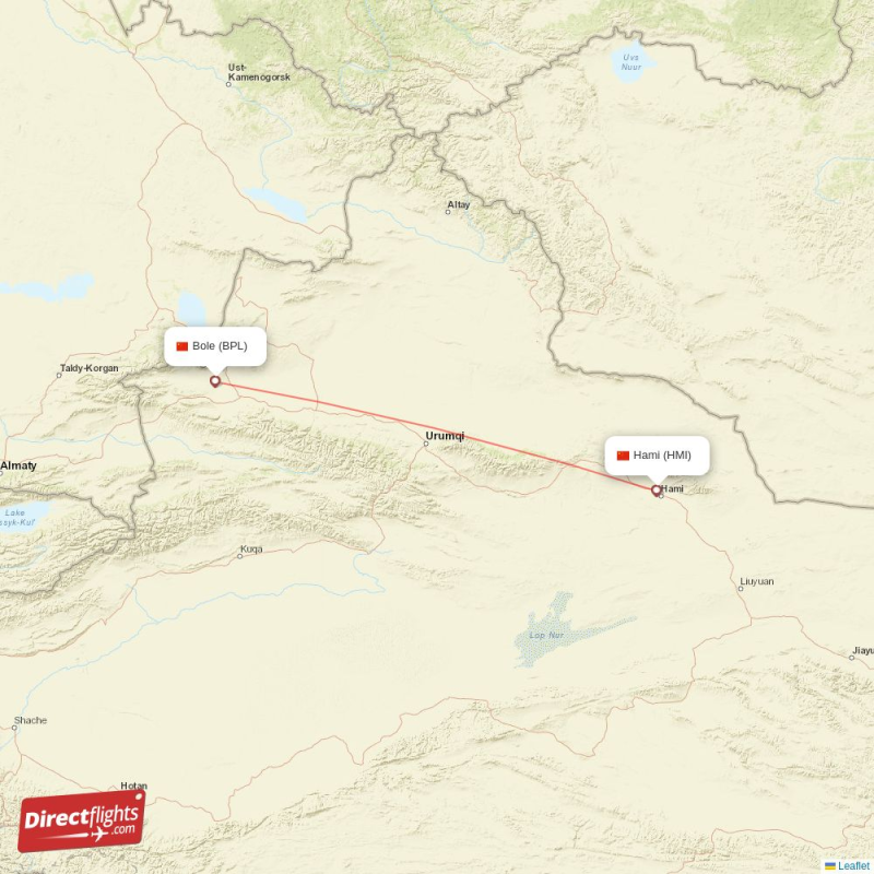 Direct flights from Bole to Hami (BPL-HMI) - Directflights.com