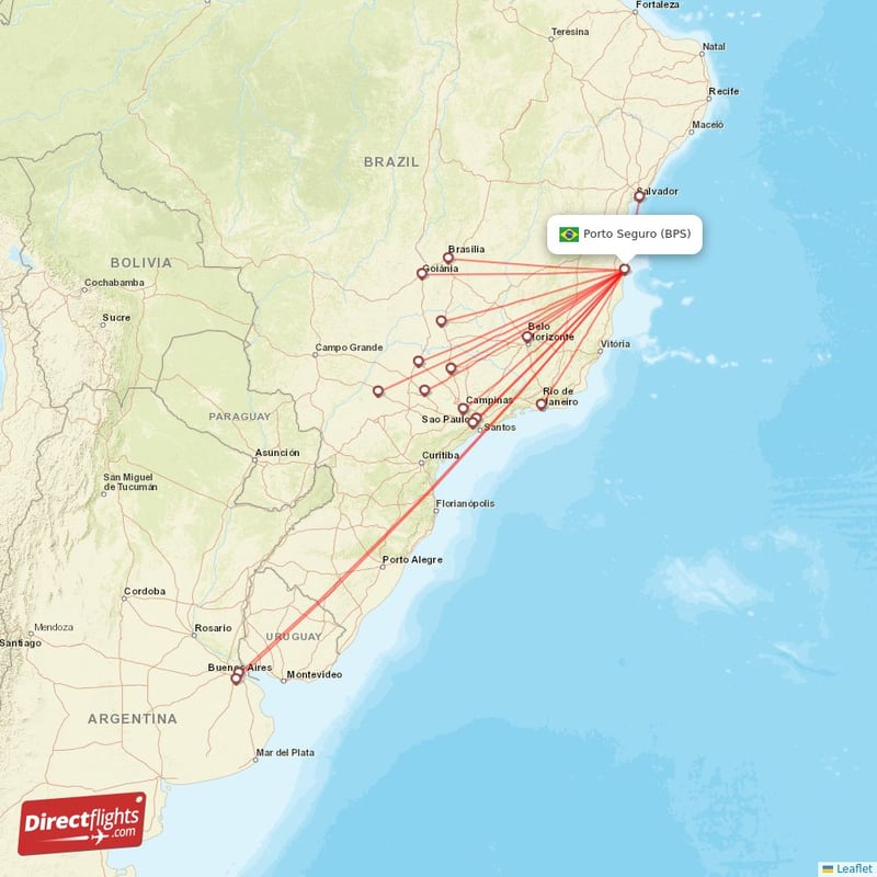 Direct flights from Porto Seguro - 16 destinations - BPS, Brazil ...