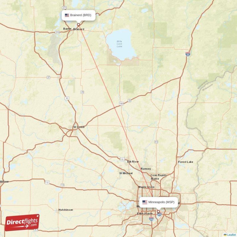 Direct flights from Brainerd to Minneapolis (BRD-MSP) - Directflights.com