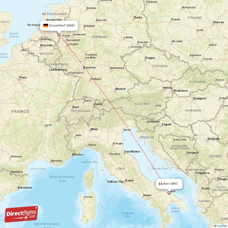 Direct flights from Bari to Dusseldorf, BRI to NRN non-stop - Directflights.com