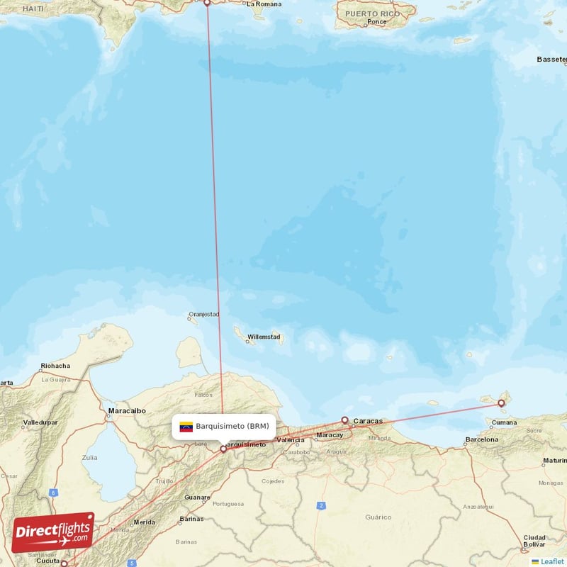 Direct flights from Barquisimeto - 4 destinations - BRM, Venezuela ...