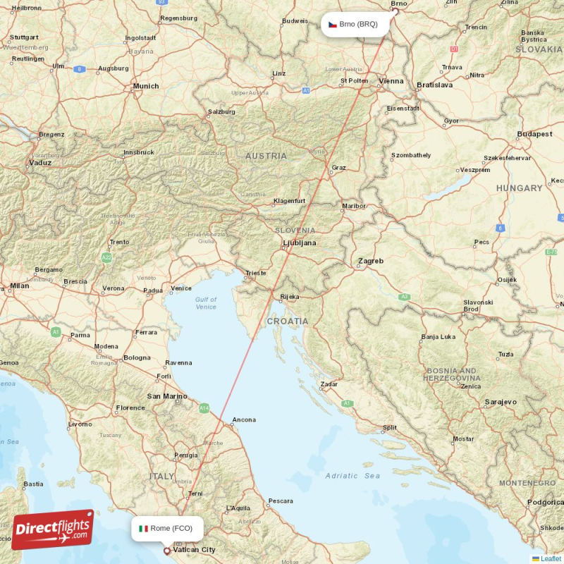 Direct flights from Brno to Rome (BRQ-FCO) - Directflights.com