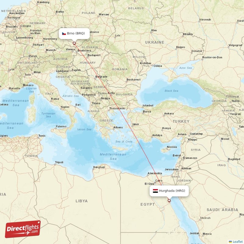 Direct flights from Brno to Hurghada, BRQ to HRG non-stop - Directflights.com