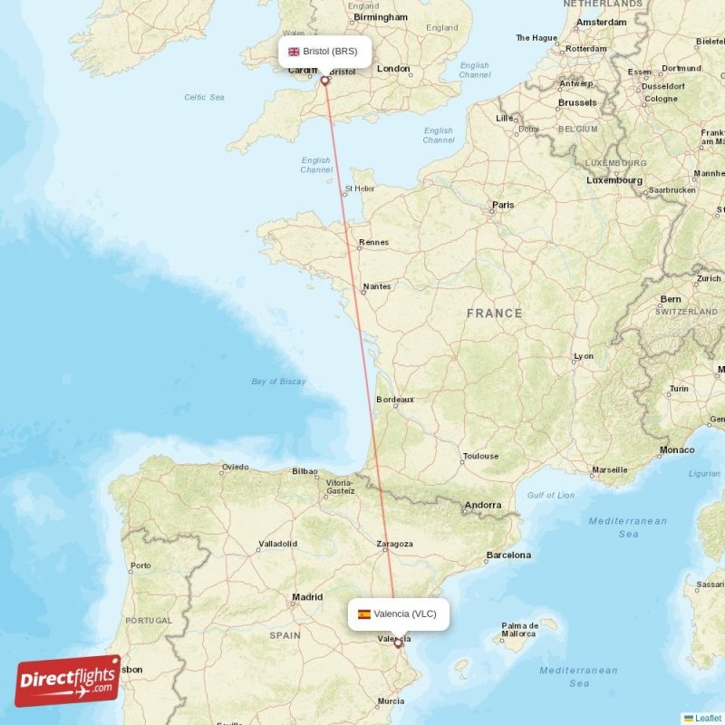 Direct flights from Bristol to Valencia (BRS-VLC) - Directflights.com