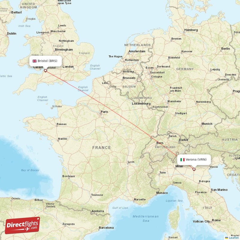 Direct flights from Bristol to Verona, BRS to VRN non-stop - Directflights.com