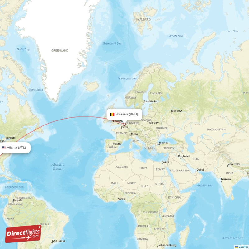 Direct flights from Brussels to Atlanta (BRU-ATL) - Directflights.com