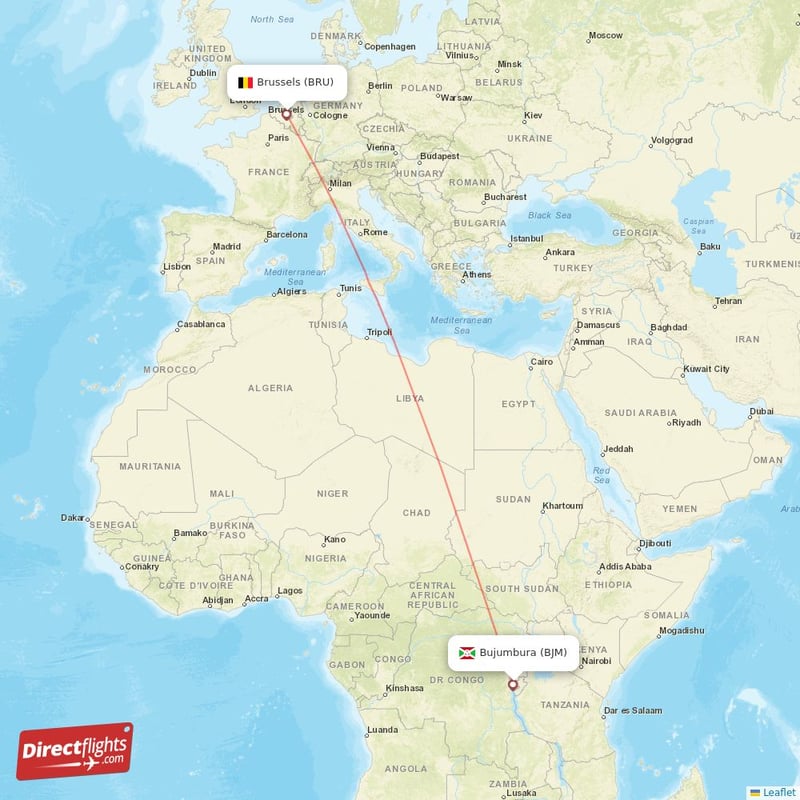 Direct flights from Brussels to Bujumbura, BRU to BJM non-stop - Directflights.com