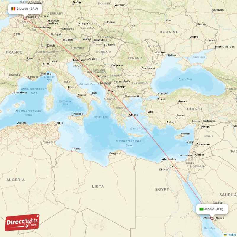 Direct flights from Brussels to Jeddah (BRU-JED) - Directflights.com
