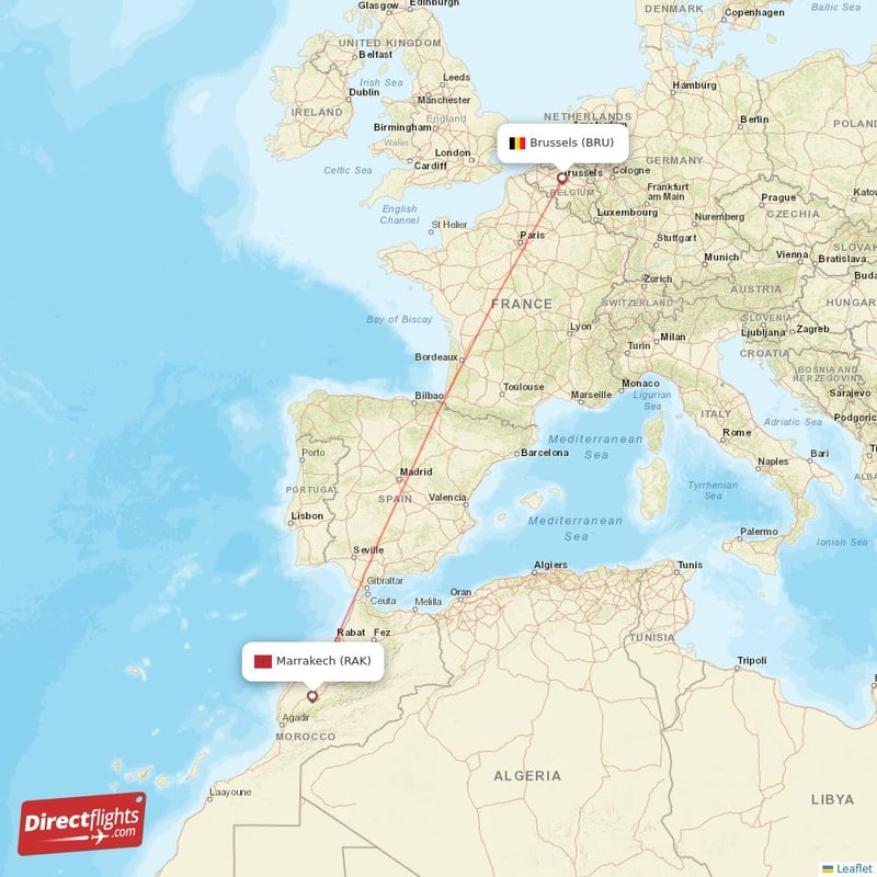 Direct flights from Brussels to Marrakech, BRU to RAK non-stop - Directflights.com
