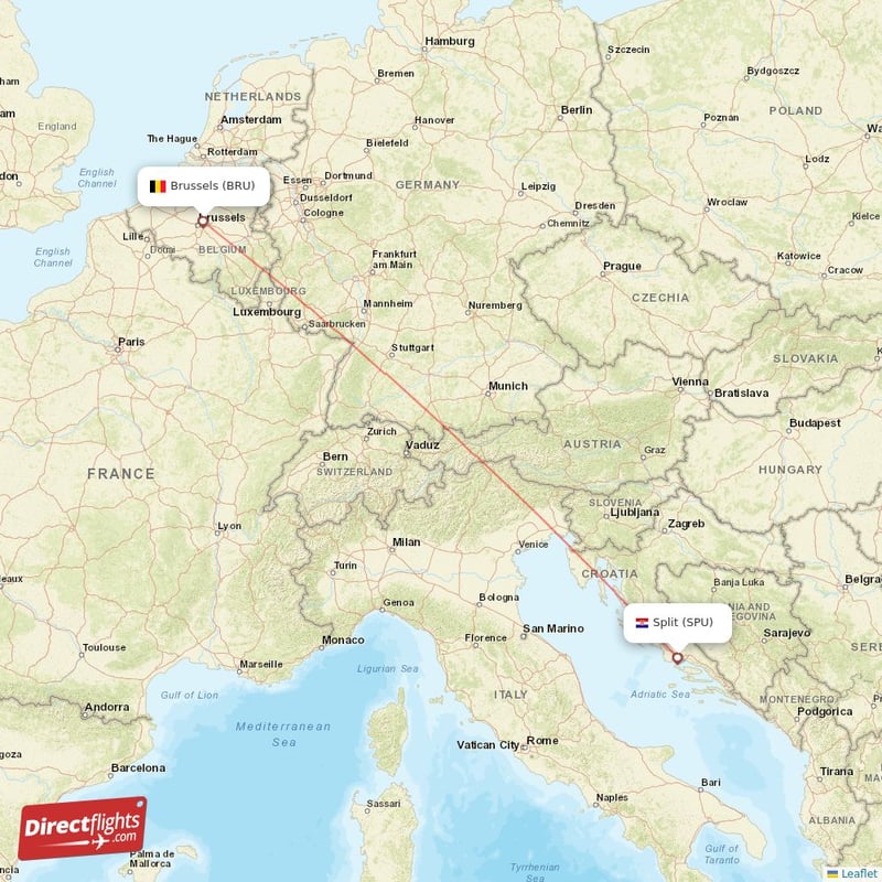 Direct flights from Brussels to Split, BRU to SPU non-stop - Directflights.com