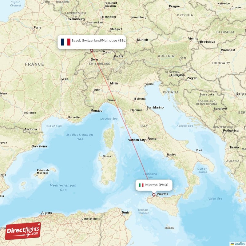 Direct flights from Basel, Switzerland/Mulhouse to Palermo, BSL to PMO ...