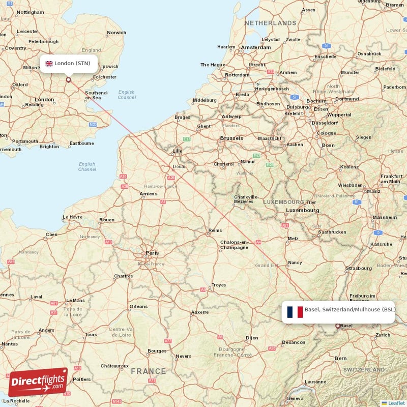 Direct flights from Basel, Switzerland/Mulhouse to London, BSL to STN ...