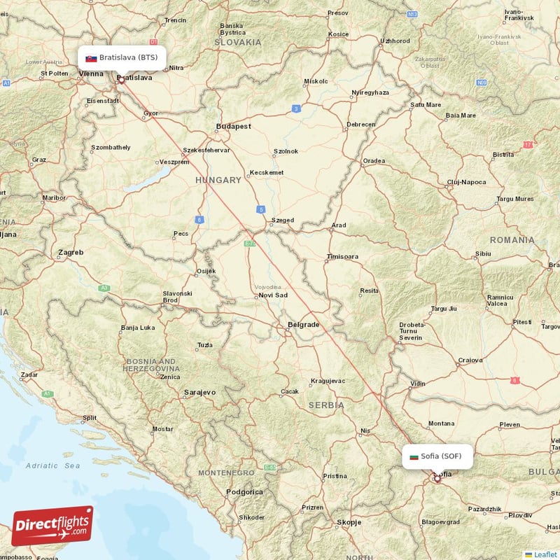 Direct flights from Bratislava to Sofia, BTS to SOF non-stop - Directflights.com