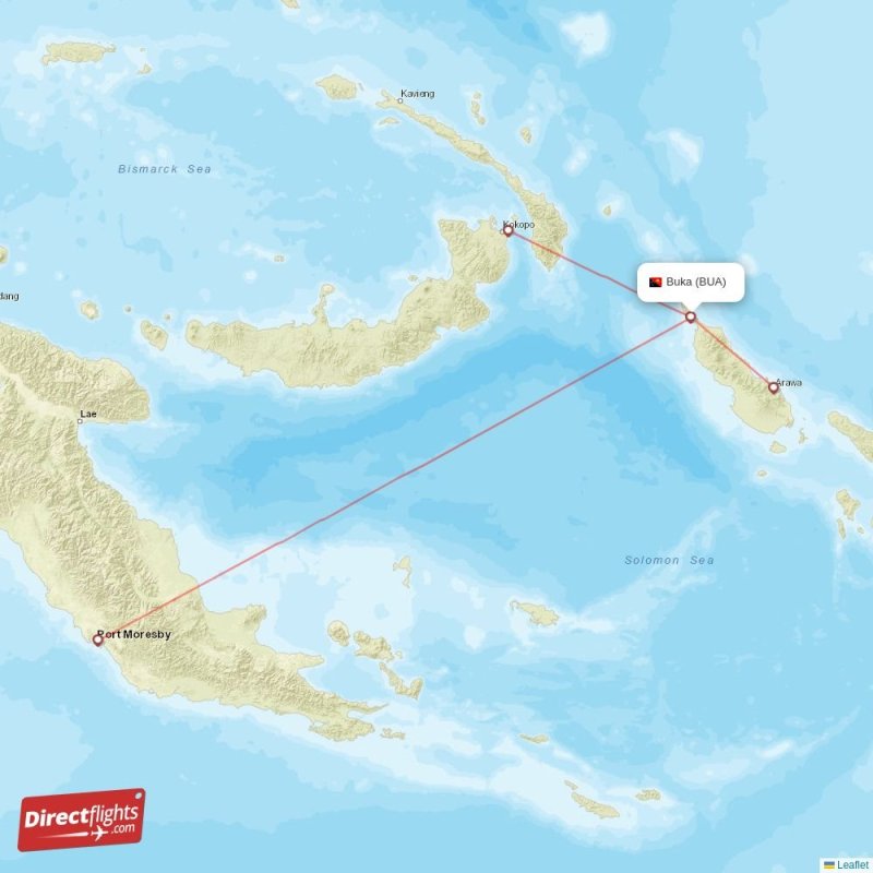 Direct flights from Buka - 3 destinations - BUA, Papua New Guinea ...