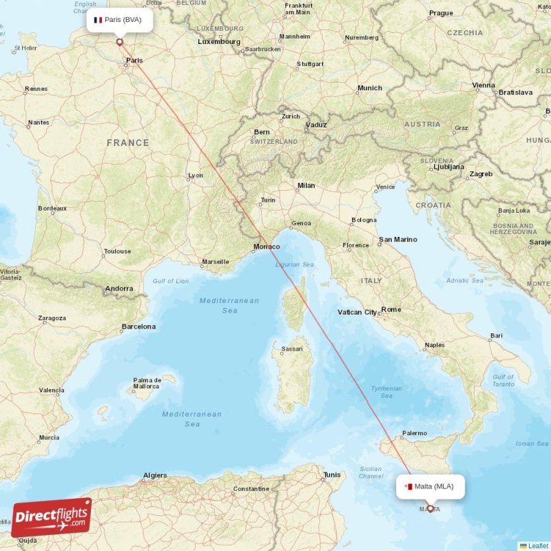 Direct flights from Paris to Malta, BVA to MLA non-stop - Directflights.com