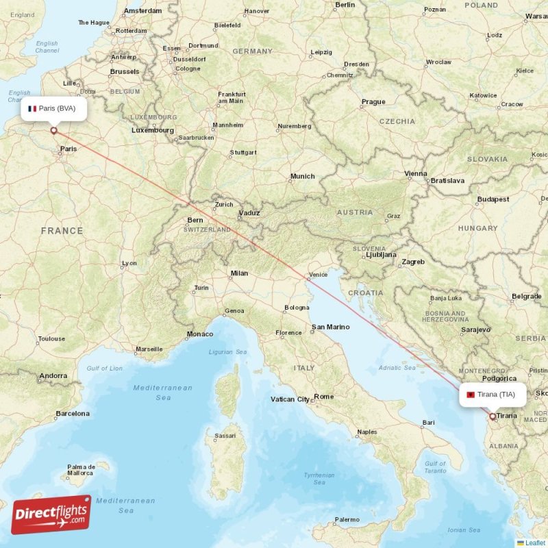 Direct flights from Paris to Tirana, BVA to TIA non-stop ...