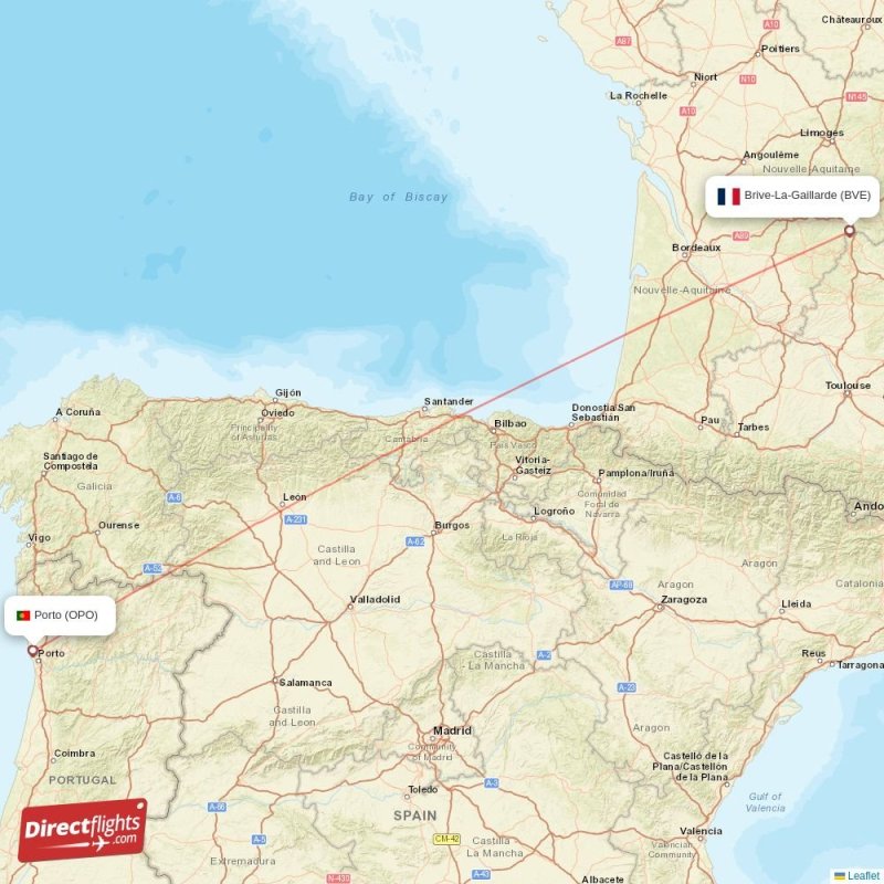 Direct flights from Brive-La-Gaillarde to Porto, BVE to OPO non-stop ...