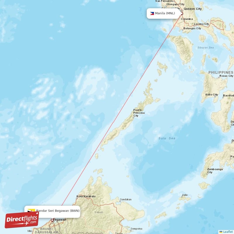 Direct flights from Bandar Seri Begawan to Manila, BWN to MNL non-stop - Directflights.com