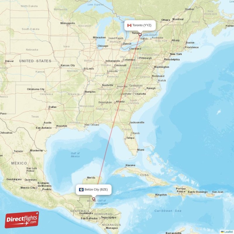 Direct flights from Belize City to Toronto, BZE to YYZ non-stop ...