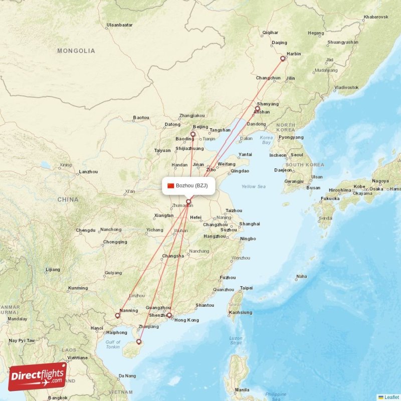Direct flights from Bozhou - 10 destinations - BZJ, China ...