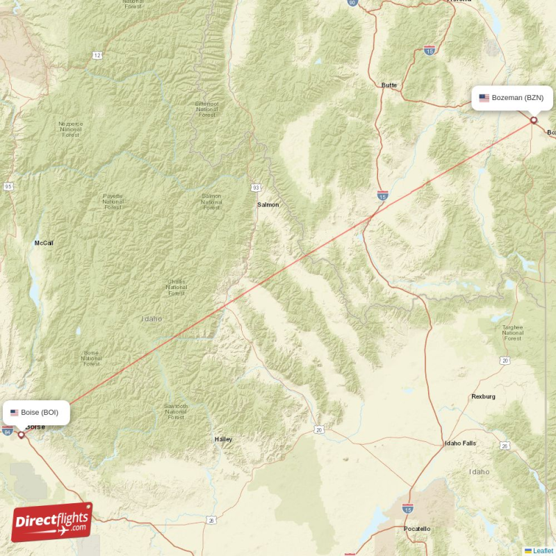 Direct flights from Bozeman to Boise (BZN-BOI) - Directflights.com