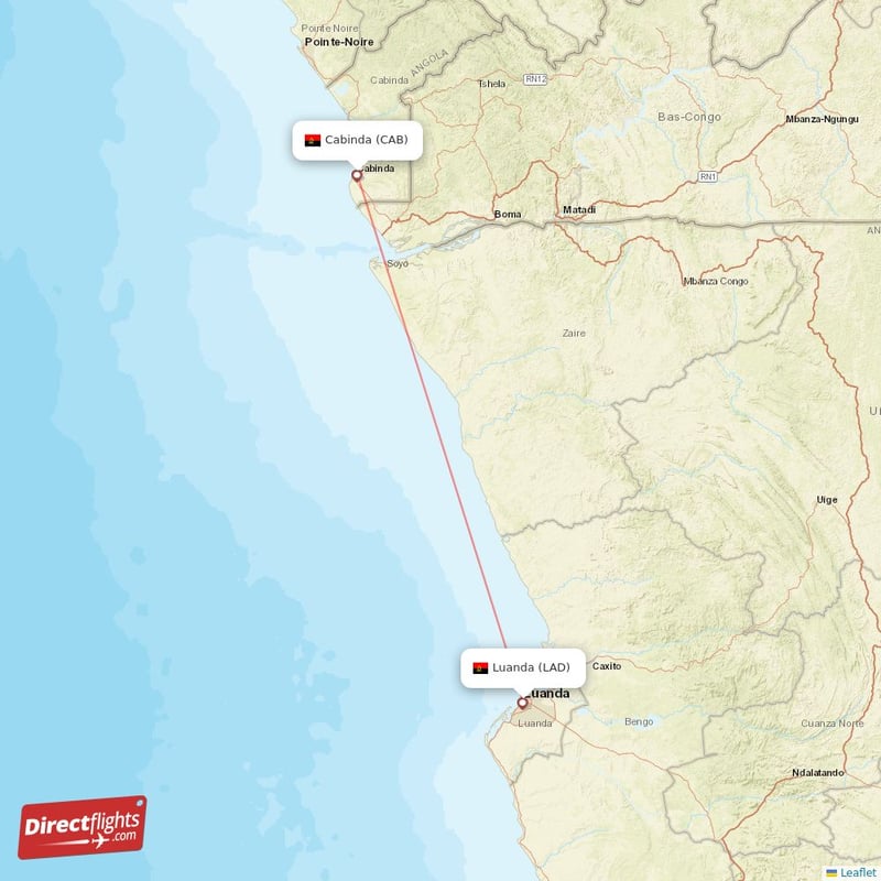 Direct flights from Cabinda to Luanda, CAB to LAD non-stop - Directflights.com