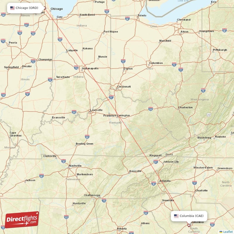 Direct flights from Columbia to Chicago, CAE to ORD non-stop ...