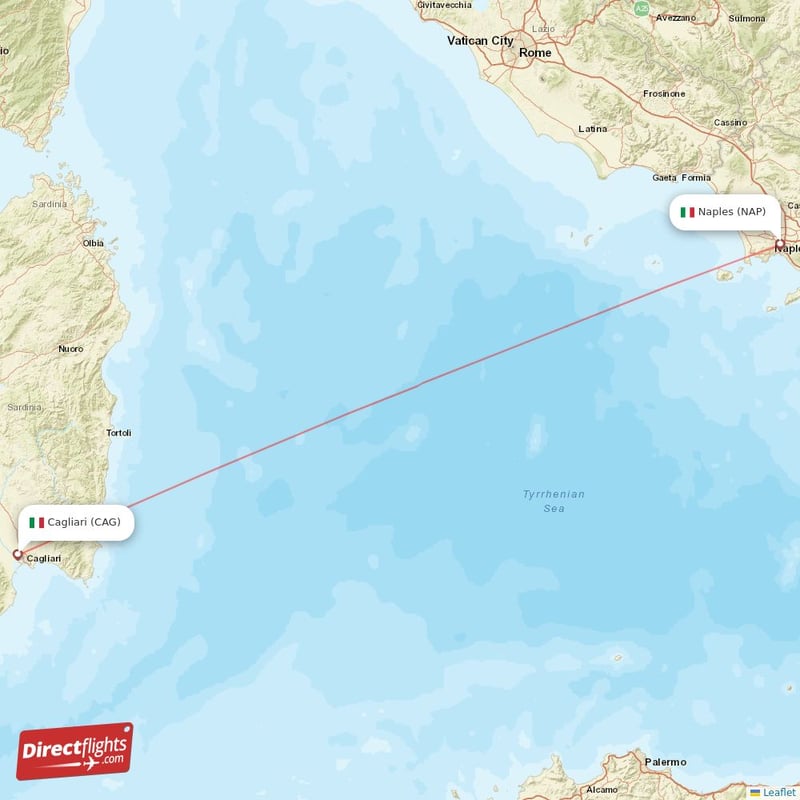 Direct flights from Cagliari to Naples, CAG to NAP non-stop - Directflights.com
