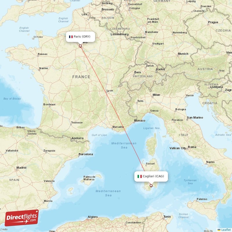 Direct flights from Cagliari to Paris (CAG-ORY) - Directflights.com